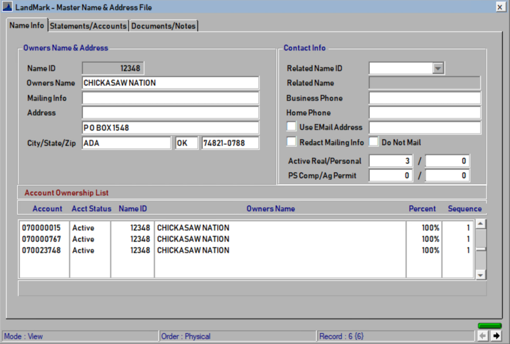Master Name and Address File - Assessment File - 1