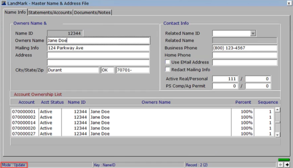 Updating: Name/Address/Contact Info ~ Video - Assessment File - 1