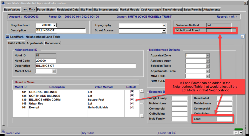 Neighborhood Table Adjustment Examples - Residential Appraisal File - 1