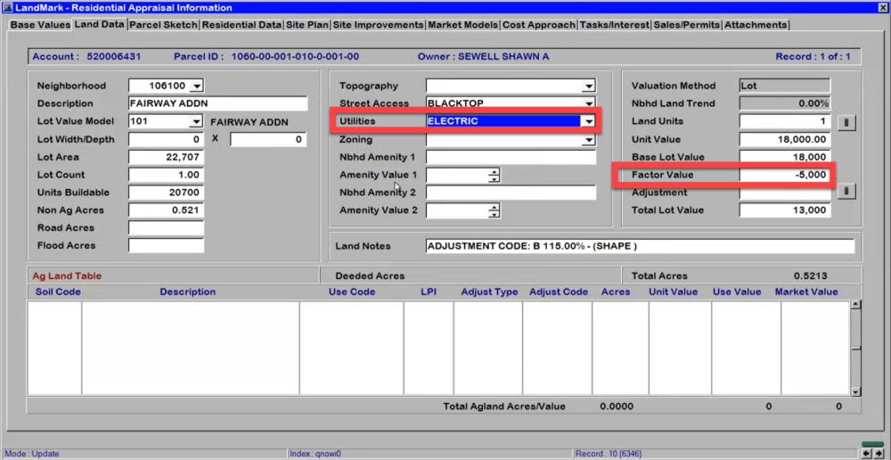 Neighborhood Table Adjustment Examples - Residential Appraisal File - 1