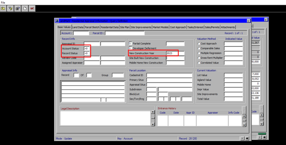 Future Year New Construction – Index - Assessment File - 1