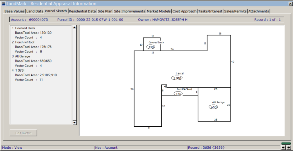 Parcel Sketch - Residential Appraisal File - 1