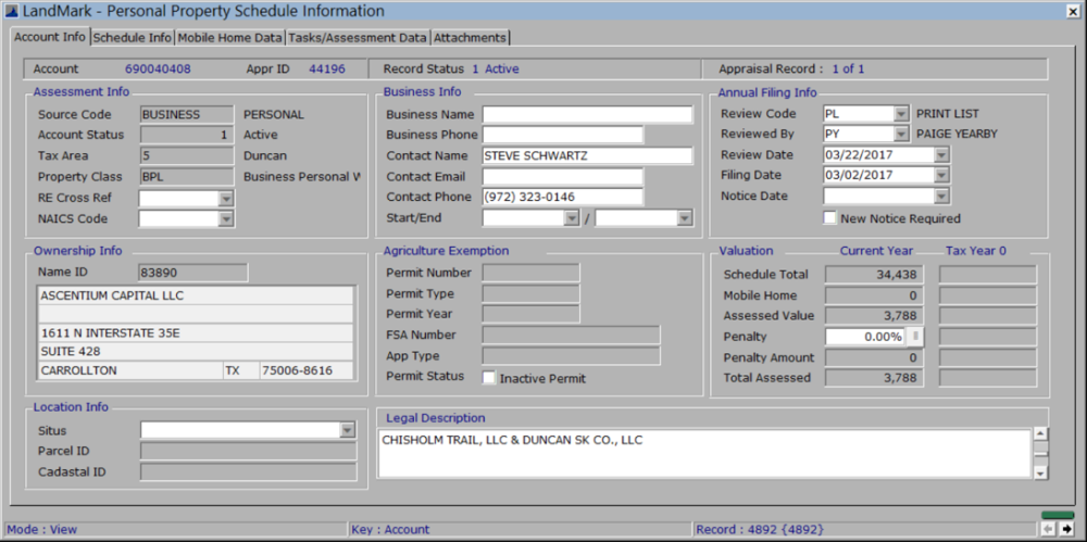Personal Property Module - Personal Property Appraisal File - 1