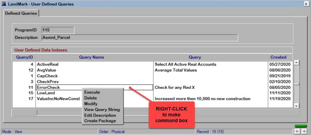 Creating A Query - Residential Appraisal File - 1