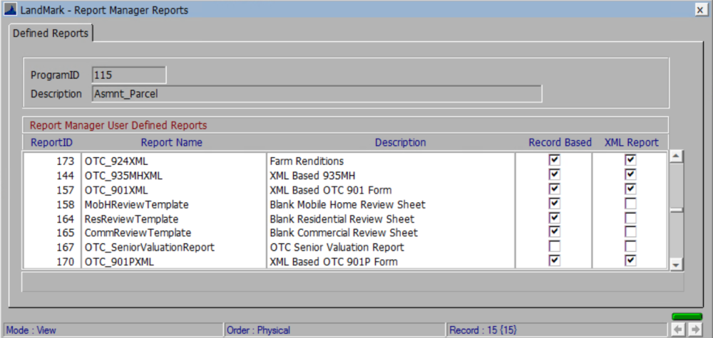 Report Manager Reports - Assessment File - 1