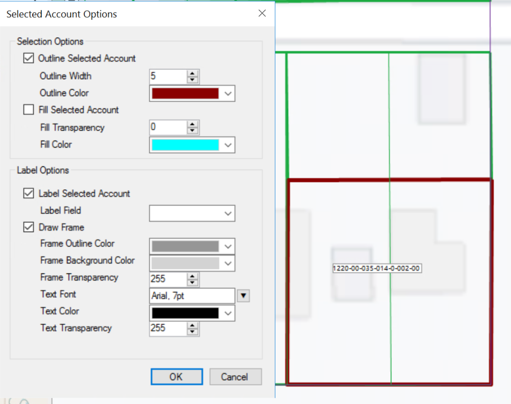 Selected Account Options - MapAnalyzer - 1
