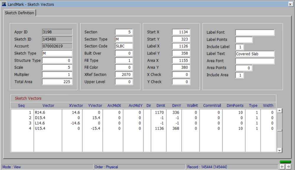 Sketch Vectors (Linked Tables) - Residential Appraisal File - 1 Sketch Vectors (Linked Tables) - Residential Appraisal File - 1