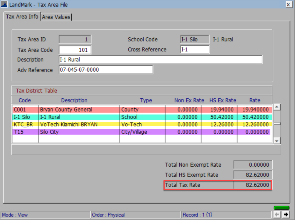 Creating a Tax Area - Assessment File - 1