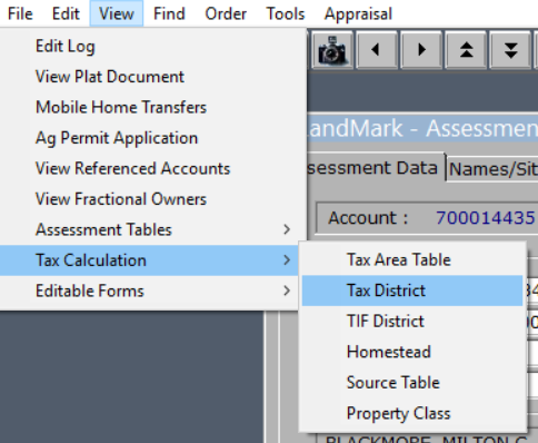 Tax District Table - Assessment File - 1