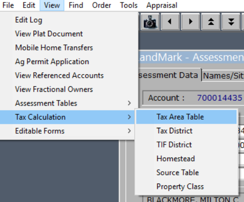 Tax Area Table - Assessment File - 1