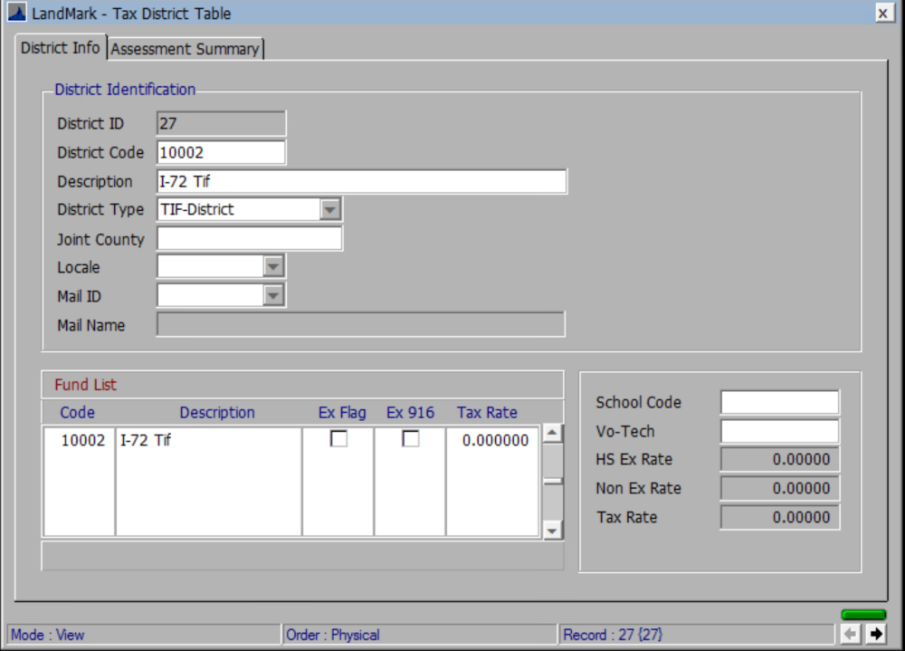 Creating a Tax District From Levy Sheet - Assessment File - 1