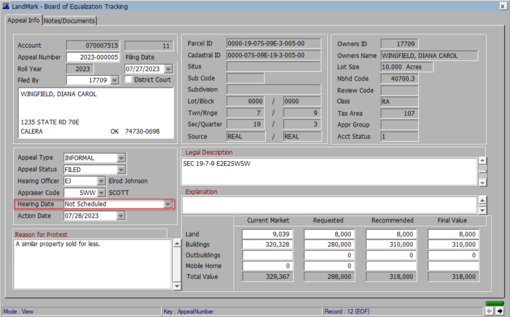 Unschedule A Hearing - Assessment File - 1