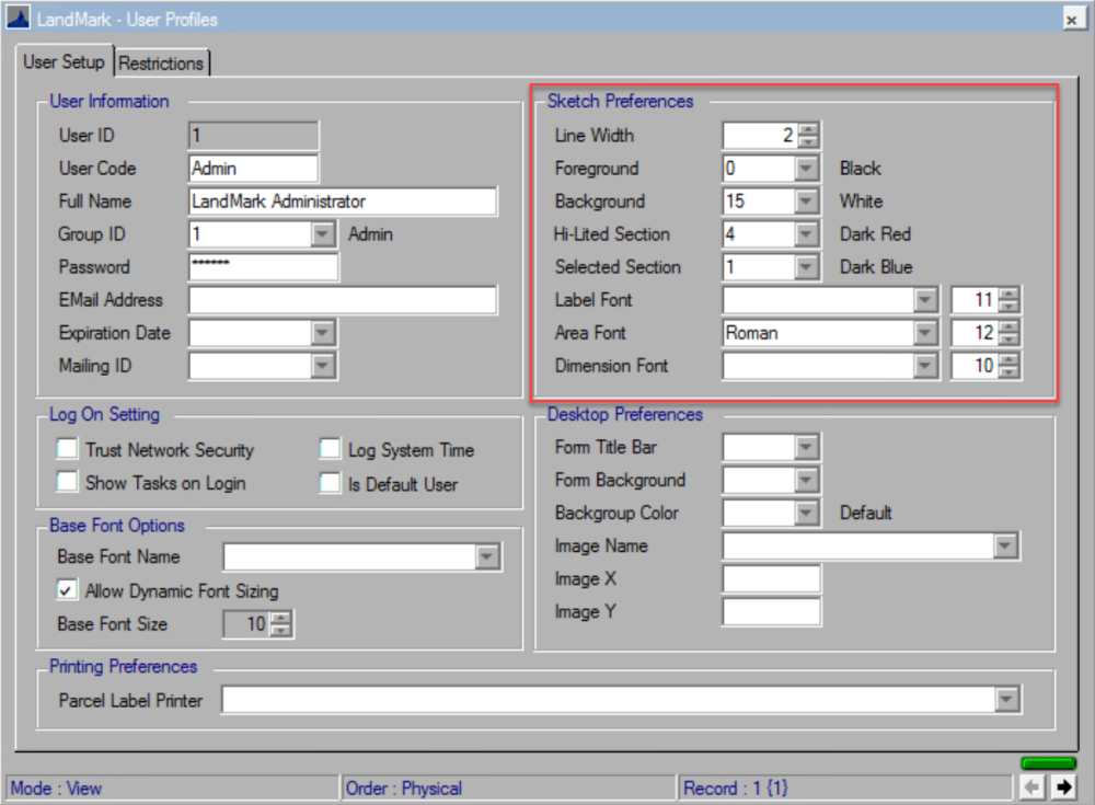 User Preferences - Residential Appraisal File - 1
