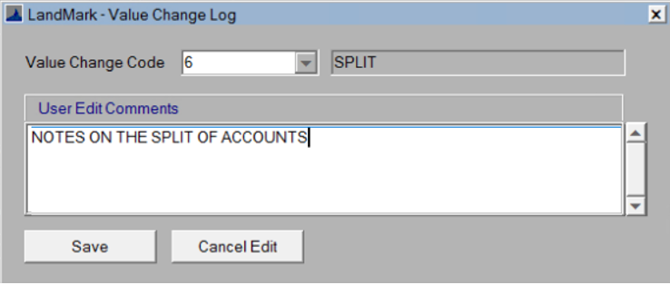 Value Change Log - Assessment File - 1
