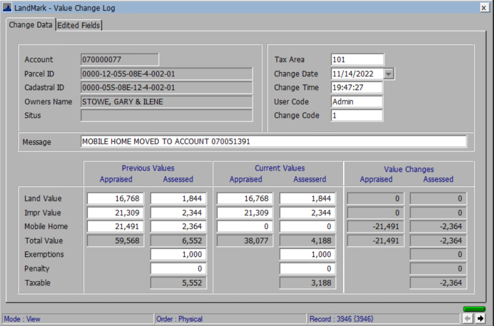 Value Change Log (Linked Tables) - Assessment File - 1