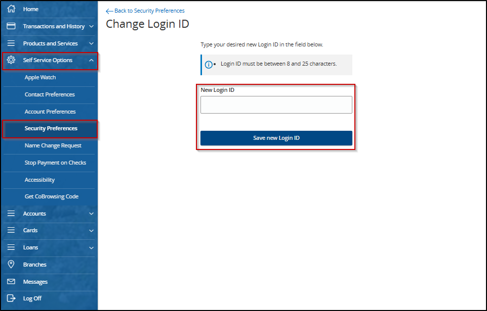 Change Login ID - Digital Banking User Guide - 1