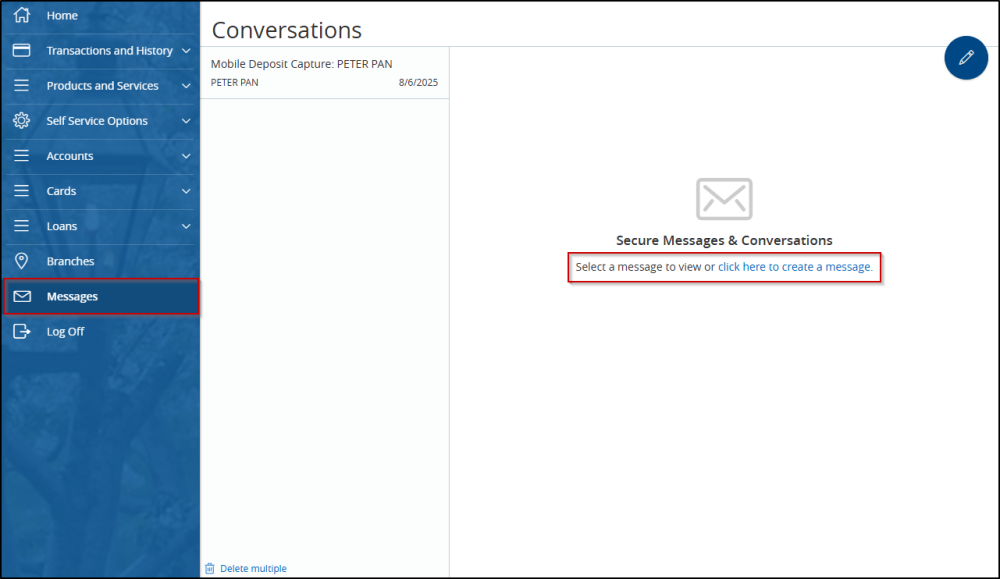 Send a New Message - Digital Banking User Guide - 1