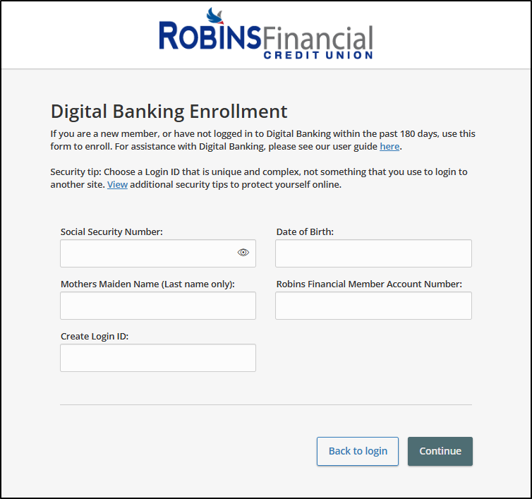 First Time Enrollment - Digital Banking User Guide - 1