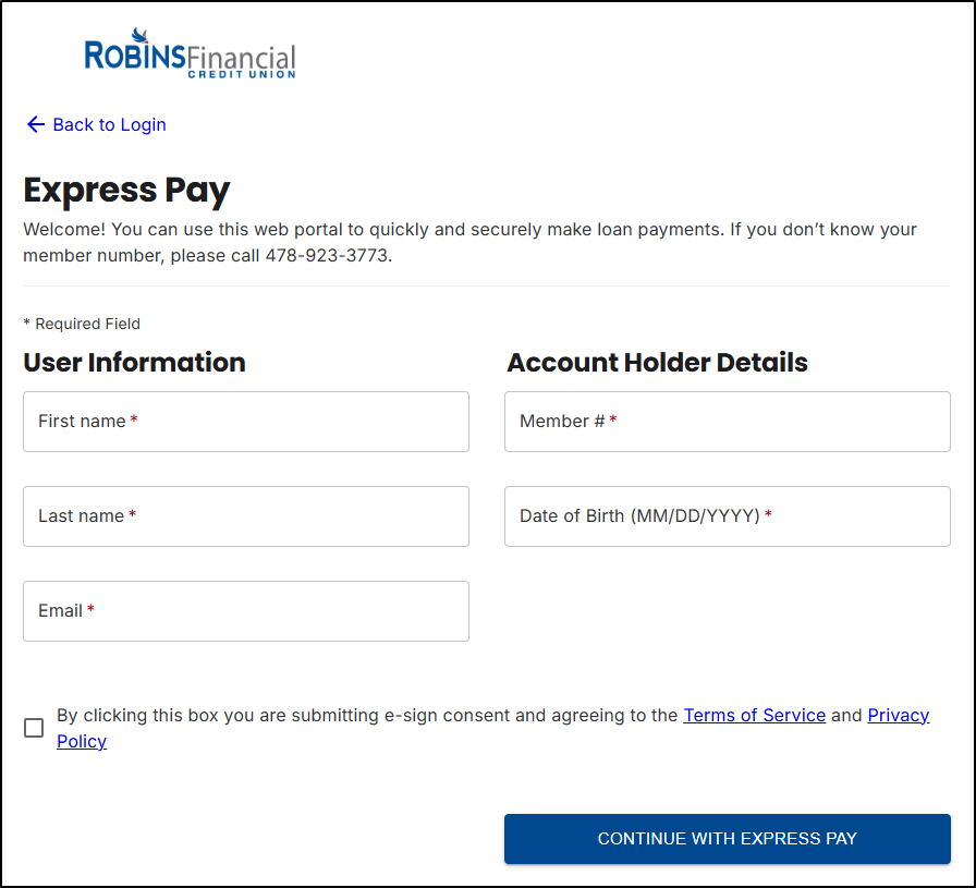 Express Pay (one-time payment option) - Digital Banking User Guide - 1