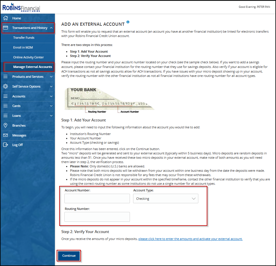 Manage External Accounts - Digital Banking User Guide - 1