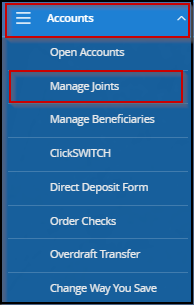 Manage Joints - Digital Banking User Guide - 1