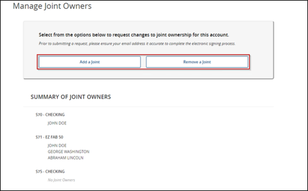 Manage Joints - Digital Banking User Guide - 1