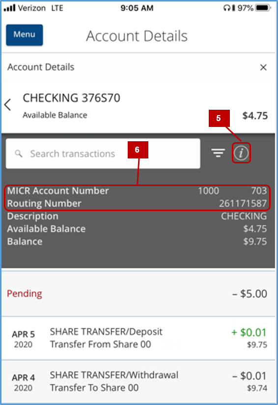 Finding Your MICR/Routing Number - Digital Banking User Guide - 1