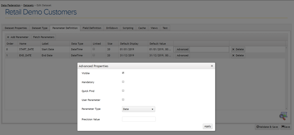 Date Parameters - Nathean Analytics - CustomerBuild