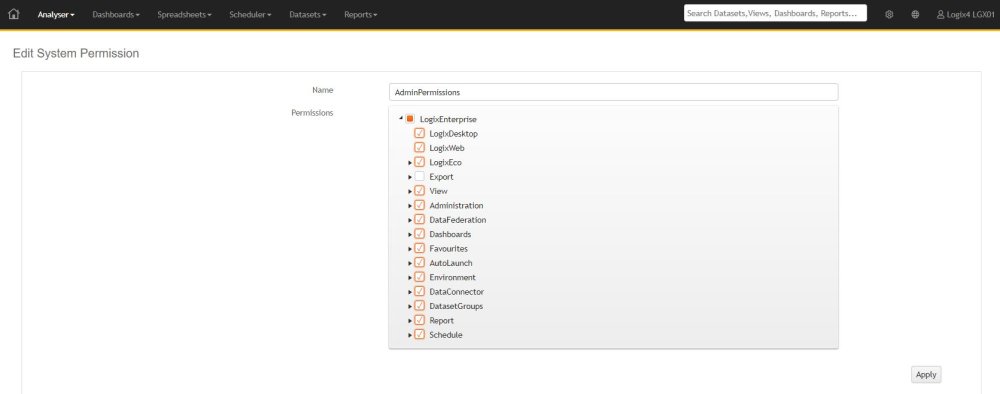 System Permissions - Nathean Analytics - CustomerBuild