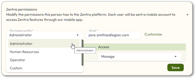 Zentra permissions - Zentra Product Manual - 1