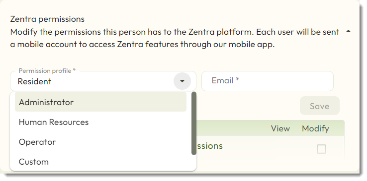 Zentra permissions - Zentra Product Manual - 1