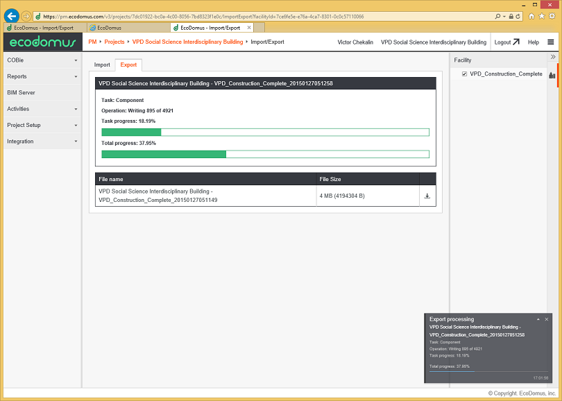 COBie: Import and Export - EcoDomus - 1