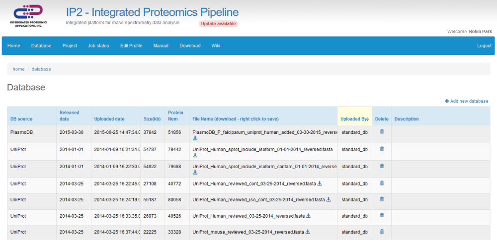 4.1 Database View - IP2 - Integrated Proteomics Pipeline - 1