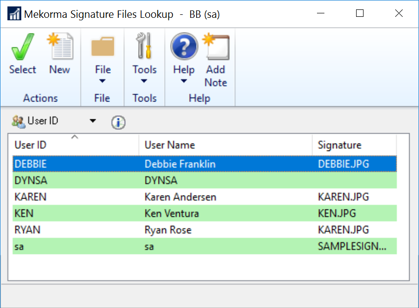 Configure a Threshold ID for Signatures - Mekorma Products for GP User Guide - Build x92