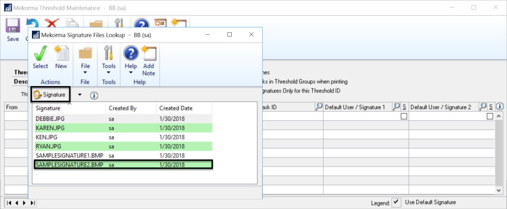 Configure a Threshold ID for Signatures - Mekorma Products for GP User ...
