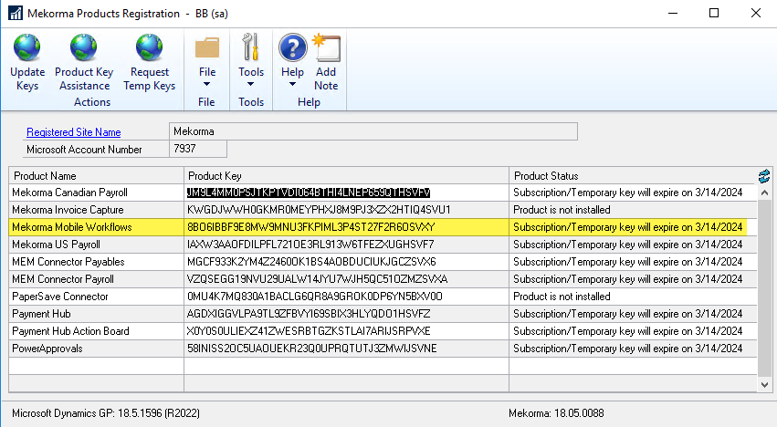 Registering Mekorma Mobile Workflows - Mekorma Mobile Workflows for GP User Guide - Build x91