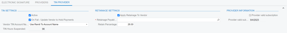 Configuring TIN Provider - Vendor Validation for Acumatica User Guide - v1