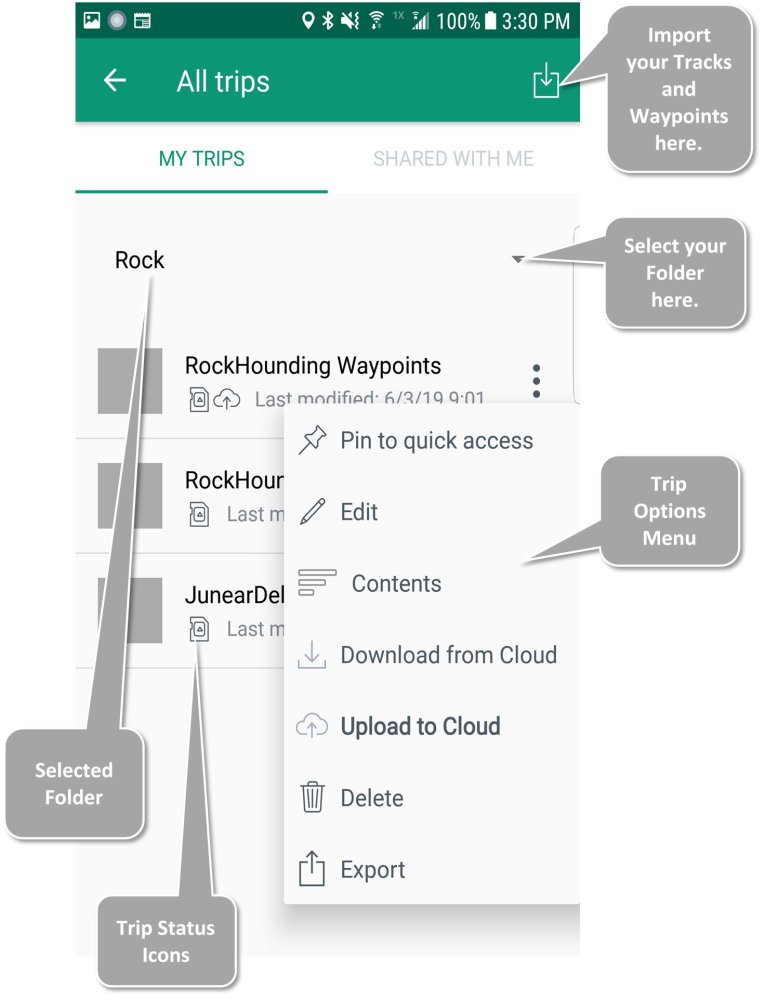 Trips Status - BackCountry Navigator XE - 1