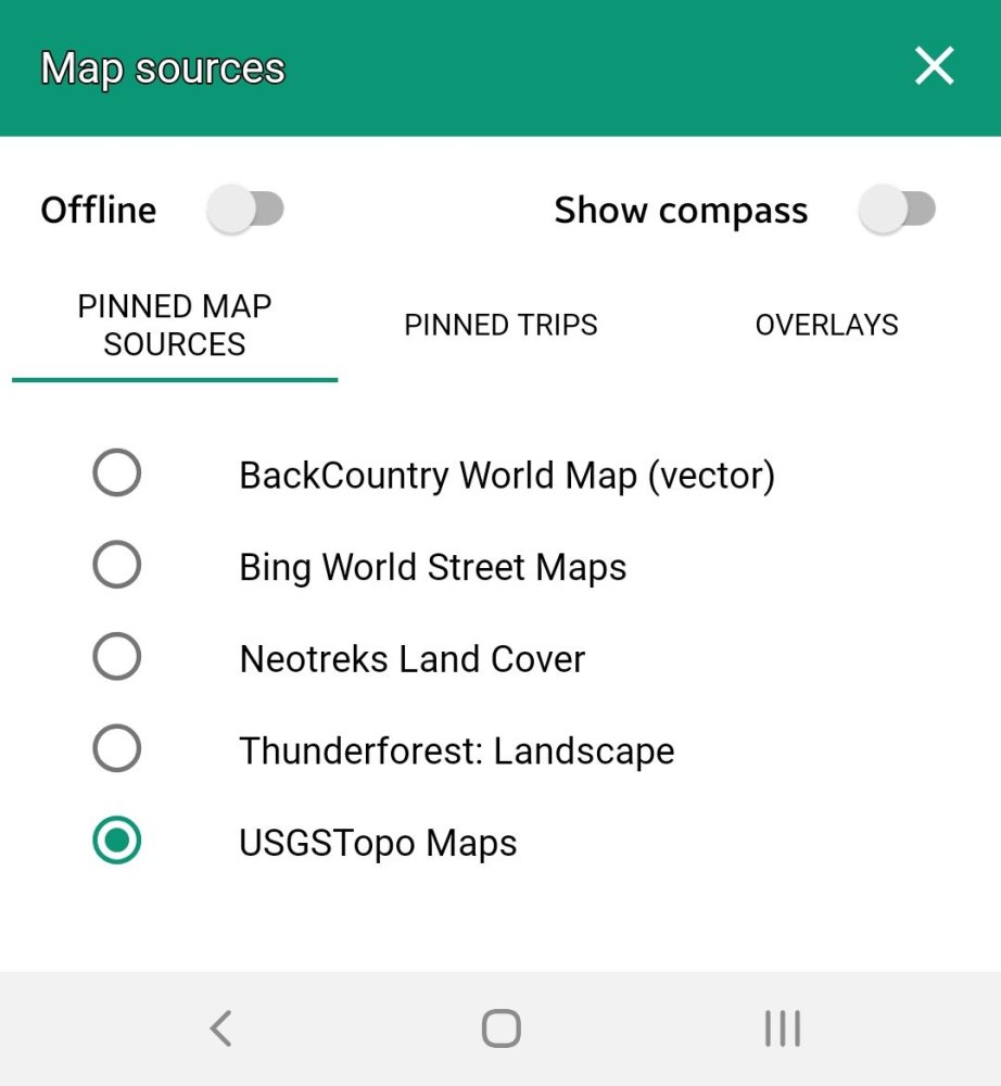 Quick Access menu (Middle Right) - BackCountry Navigator XE - 1