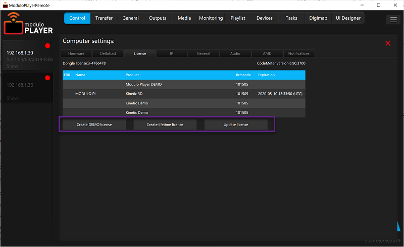 Generate a dongle context file - Modulo Player user manual - 1