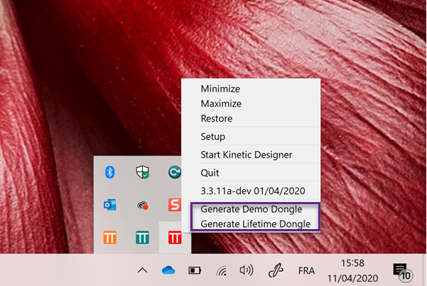 Generate a dongle context file - Modulo Kinetic user manual - V4