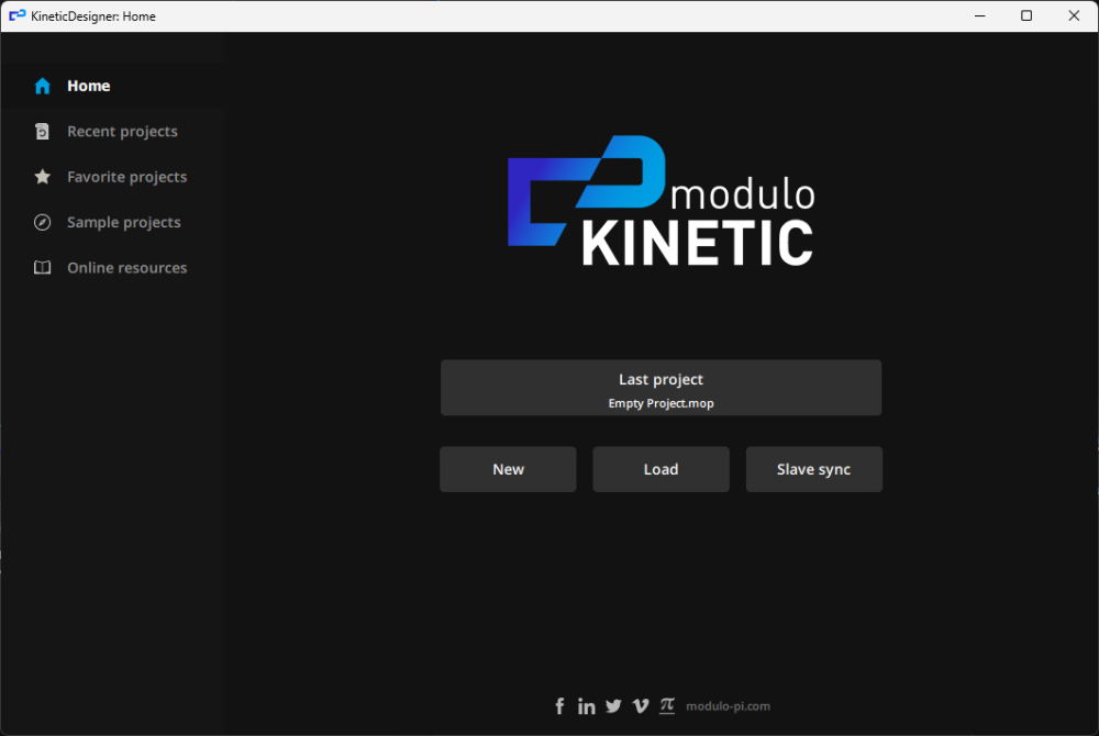 Home page - Modulo Kinetic user manual - V6