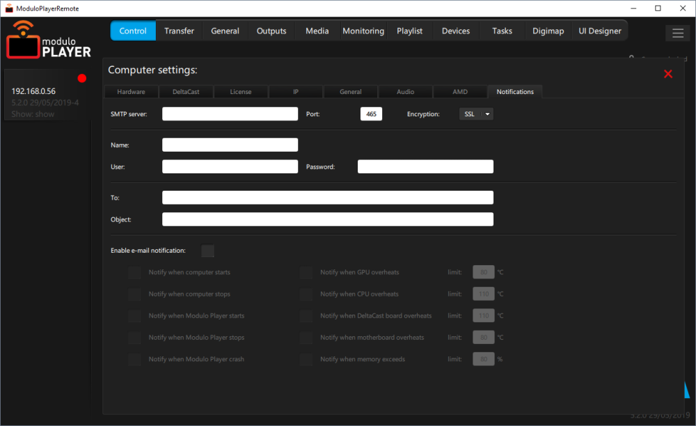 Notifications - Modulo Player user manual - 1