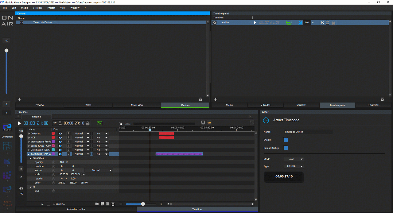 Timecode - Modulo Kinetic user manual - V4