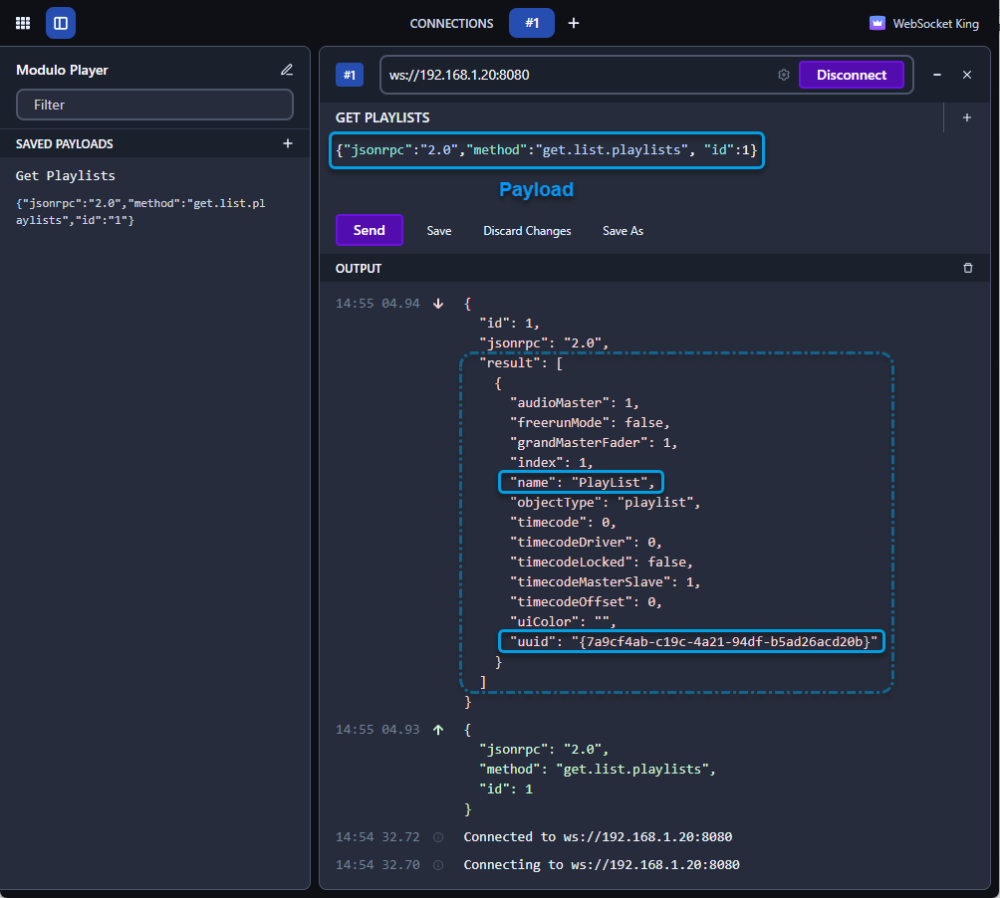 Websocket External Control Protocol Modulo Player User Manual 1
