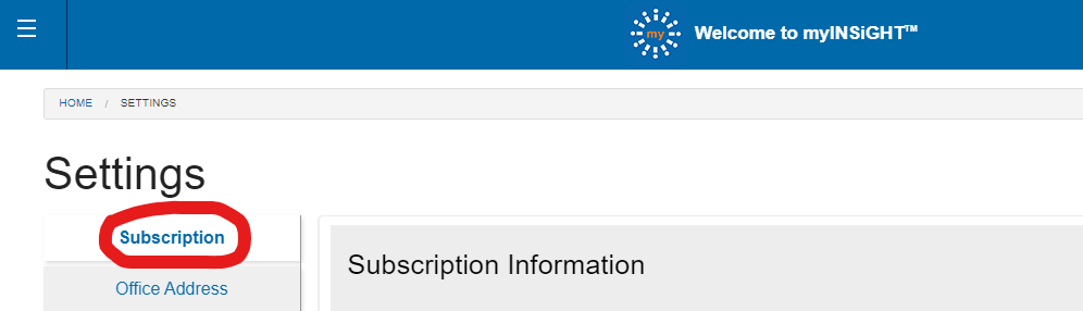 Subscription Info - myINSiGHT User Manual (295-022, Rev. T) - 6.2