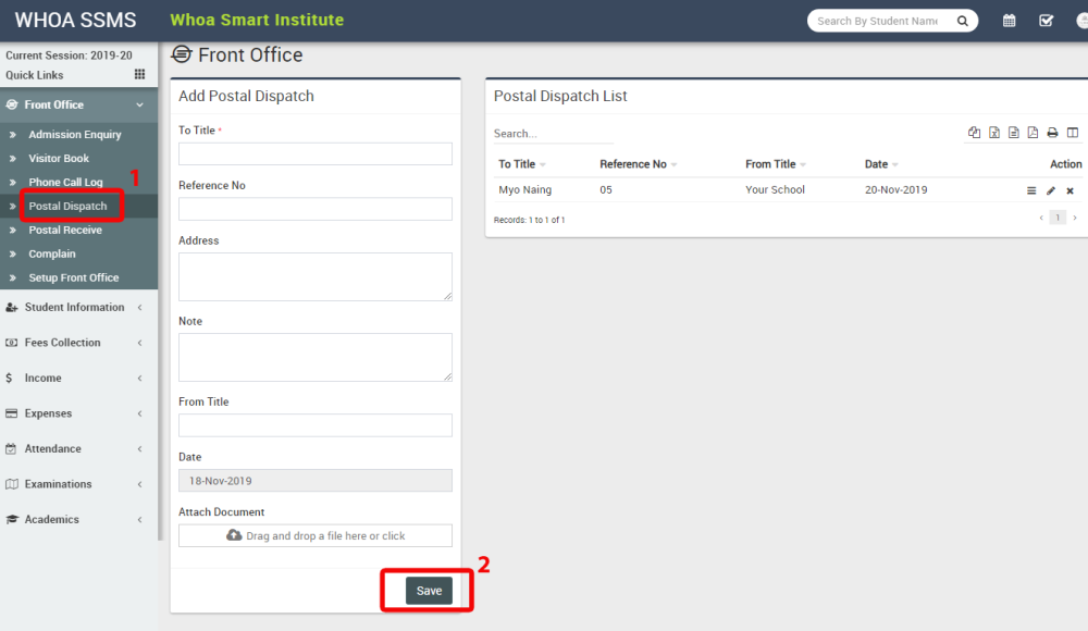 Front Office - Whoa SSMS (Smart School Management System) - 1.0