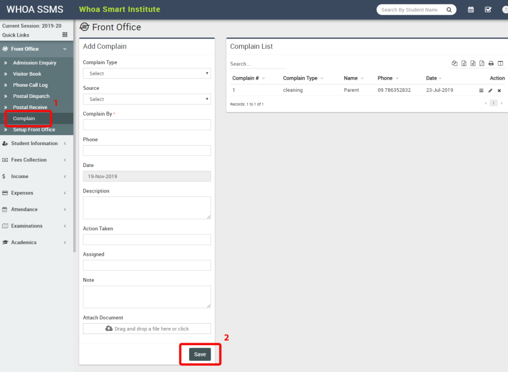 Front Office - Whoa SSMS (Smart School Management System) - 1.0