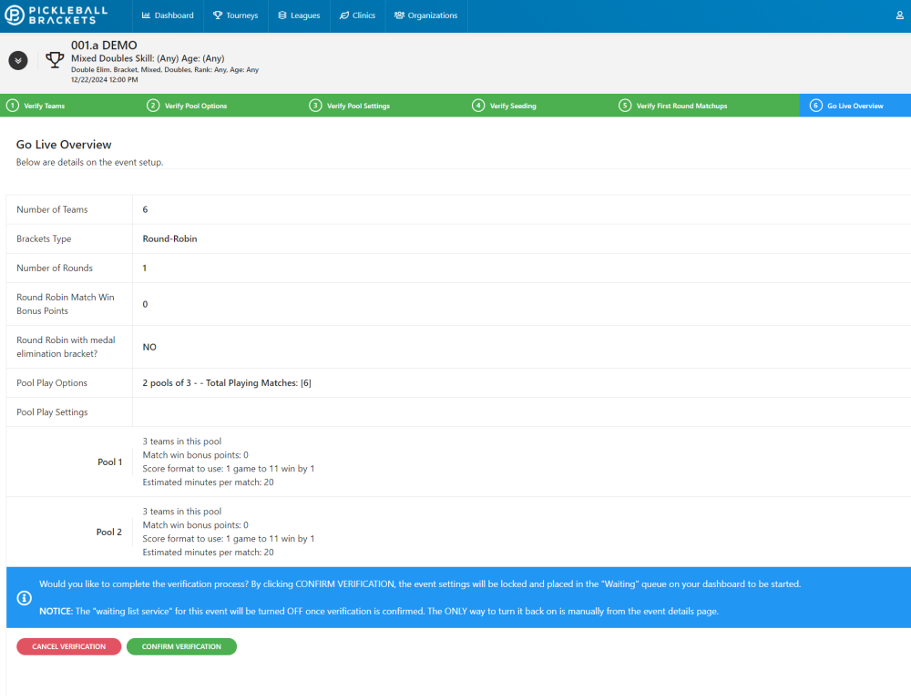 Confirm a Multi-Pool Round Robin Bracket - PB Manual - 1