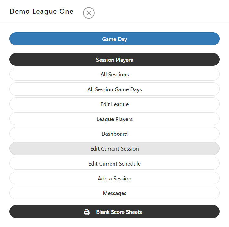 The League Menu - PB Manual - 1